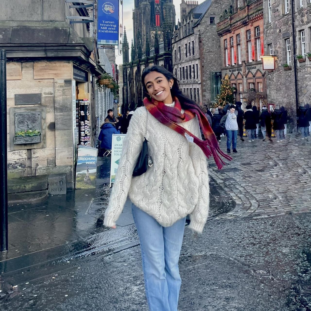 Mango Oversized Earth Toned Knit Striped Chunky... - Depop