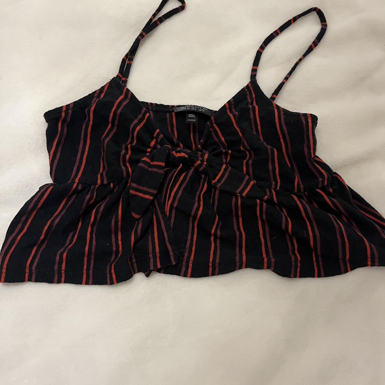 red and black striped babydoll tank top - Depop
