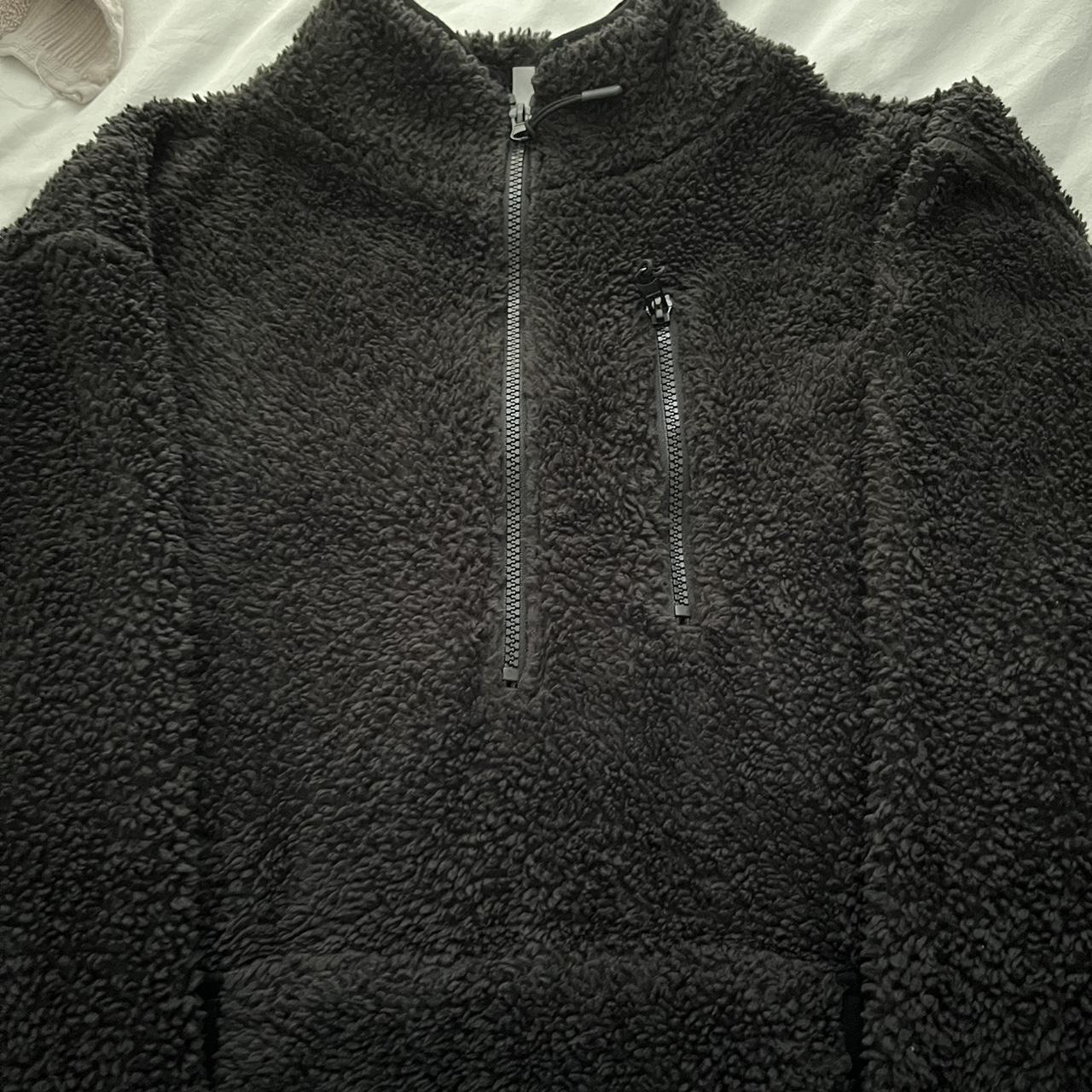 black fuzzy zip quarter jacket - Depop