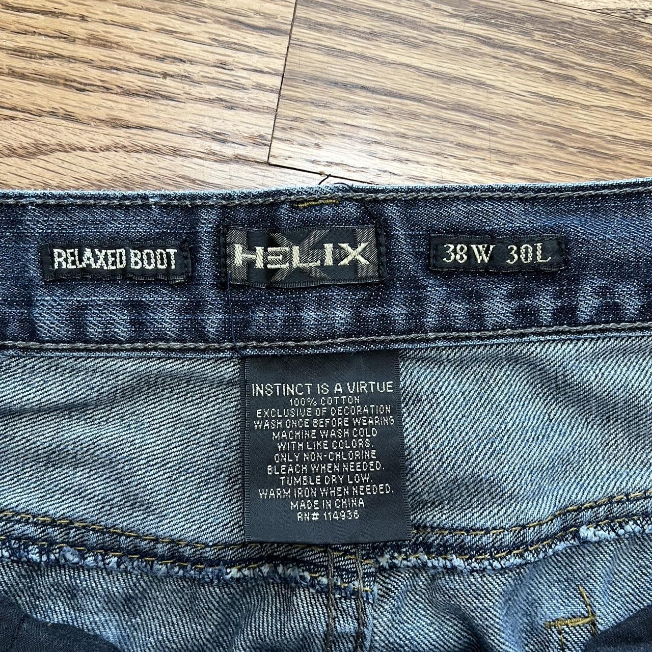 Y2k helix jeans with cross embroidery on back... - Depop