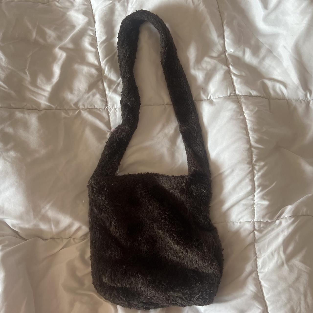 brown fluffy tote bag - Depop