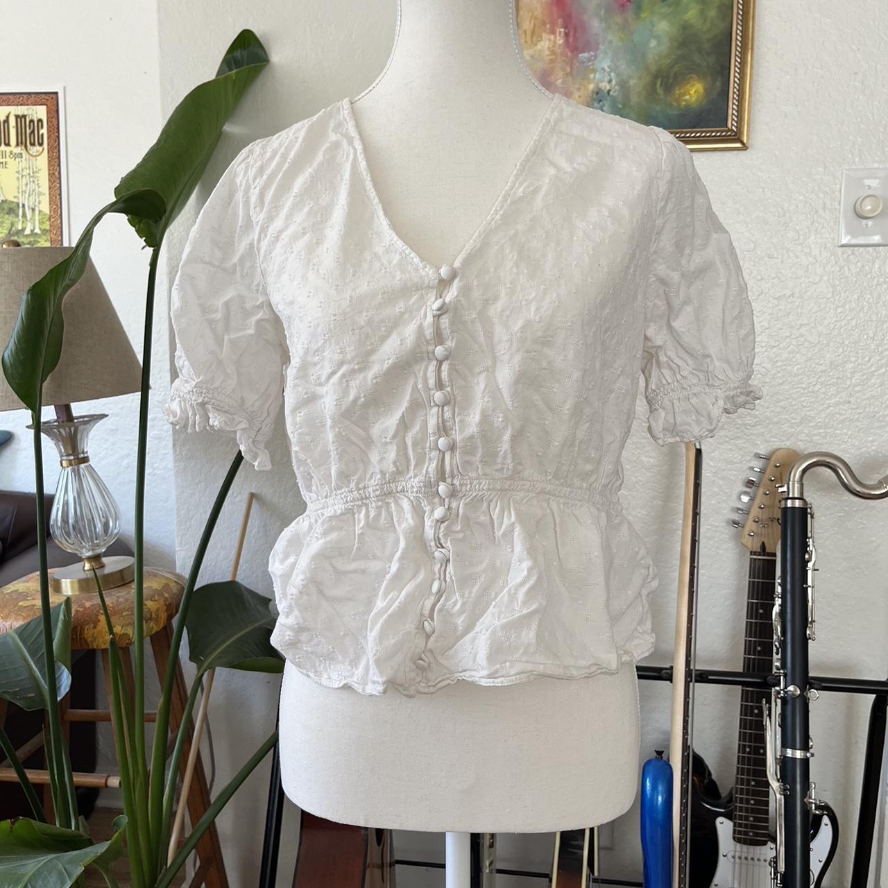 White 🌾cottagecore blouse! #cottagecore #blouse - Depop
