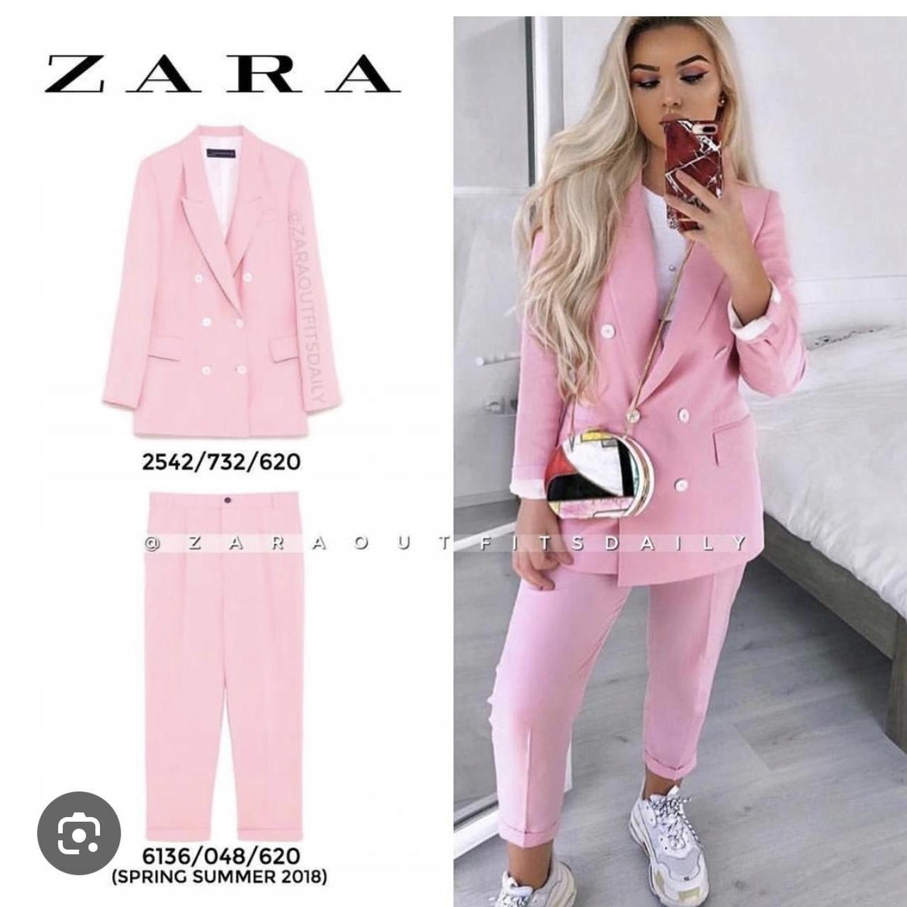 Gorgeous Zara pink suit matching blazer and trousers... - Depop