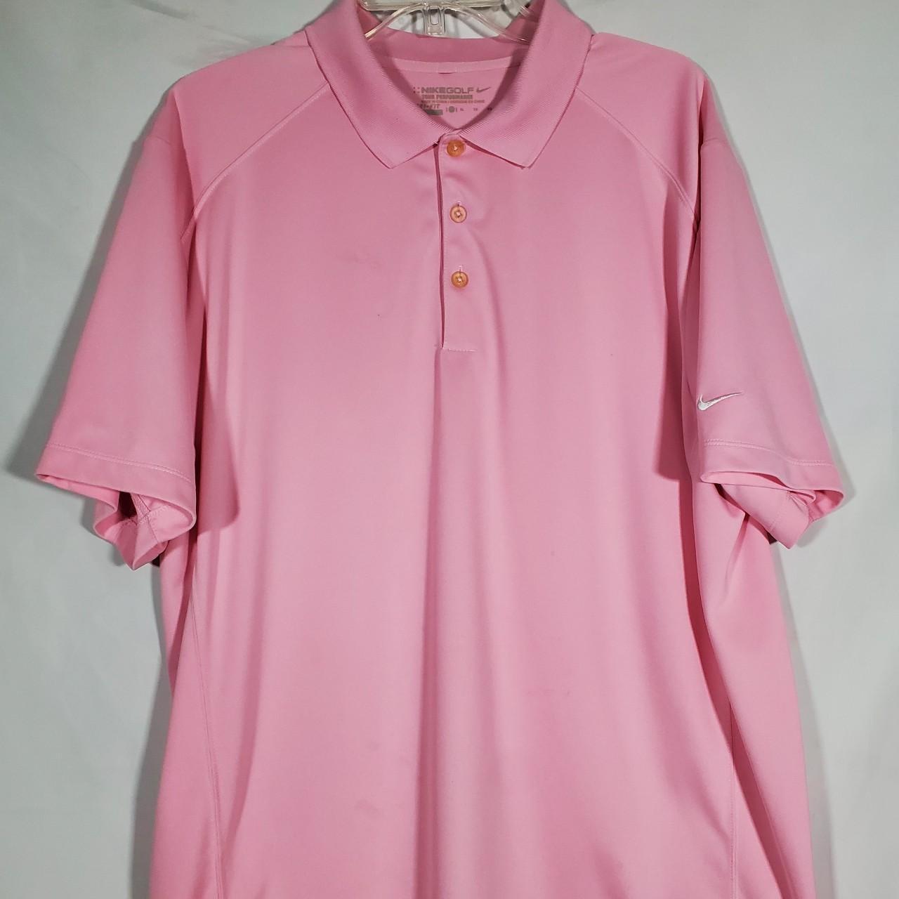 NIKE PINK DRI-FIT EMBROIDERED GOLF TOUR PERFORMANCE... | Depop