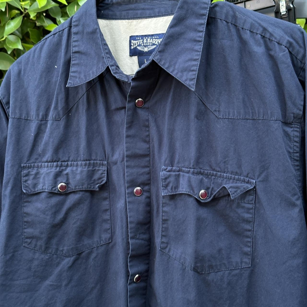 Steve and Barry’s // button up with special button... - Depop