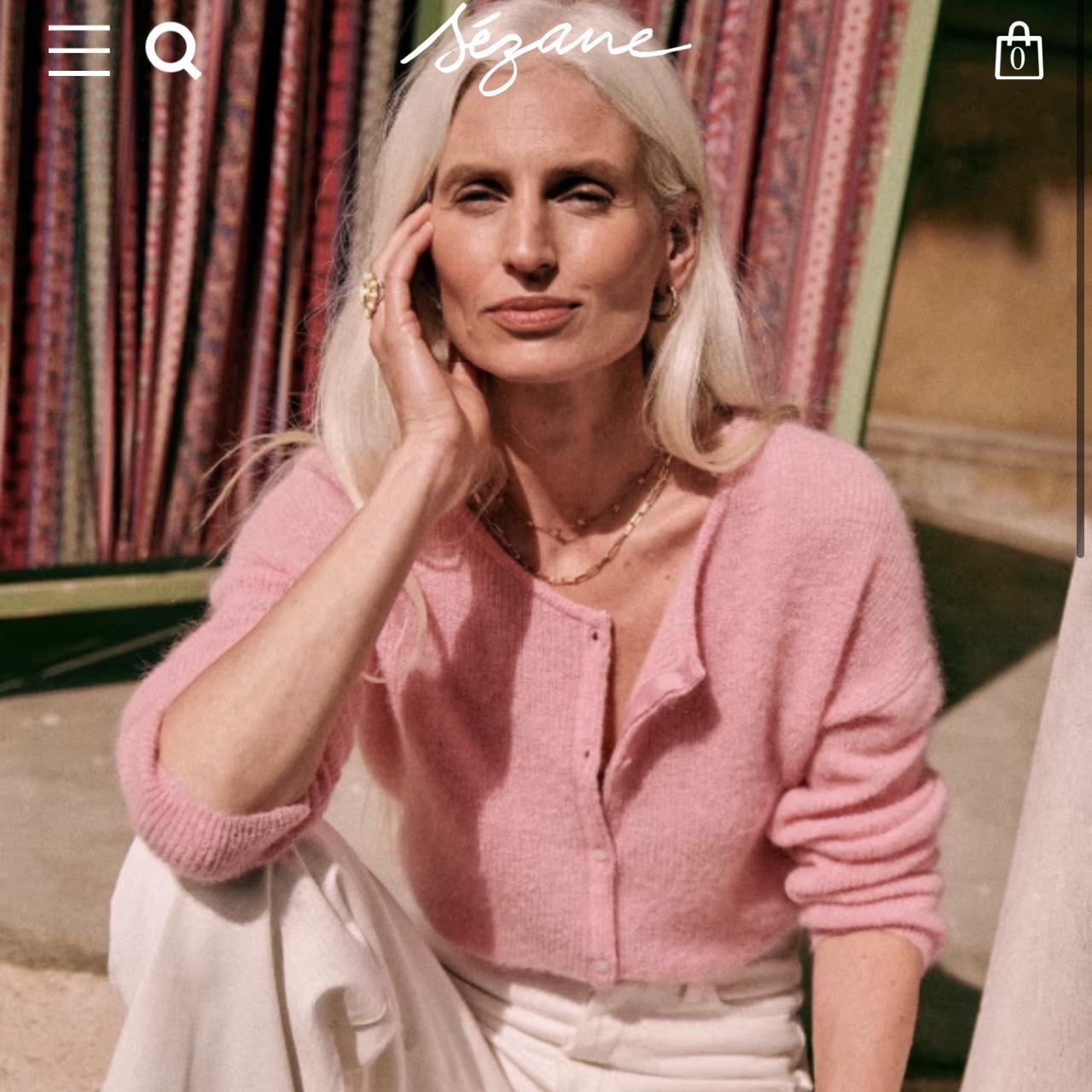 Sezane gilet gaspard sweater in rose pastel size... - Depop