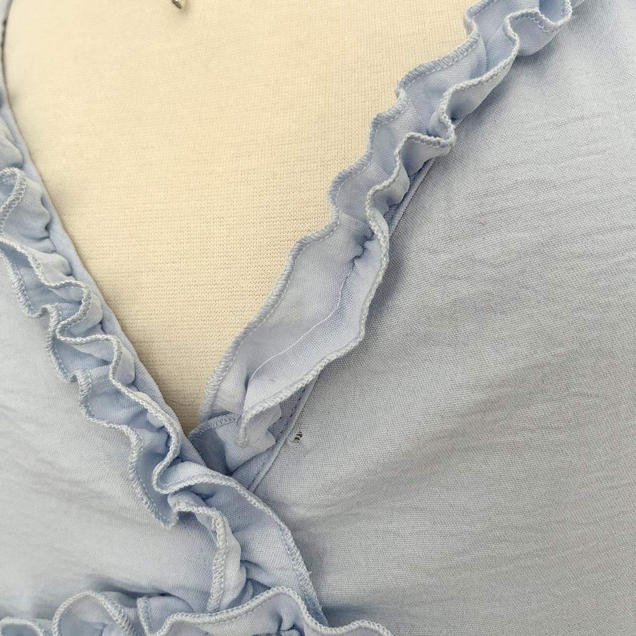 powder blue ruffle mini dress by “iris” size large... - Depop