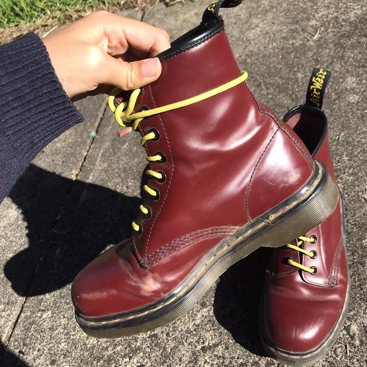 doc marten cherry red classic boot size womens us7 - Depop