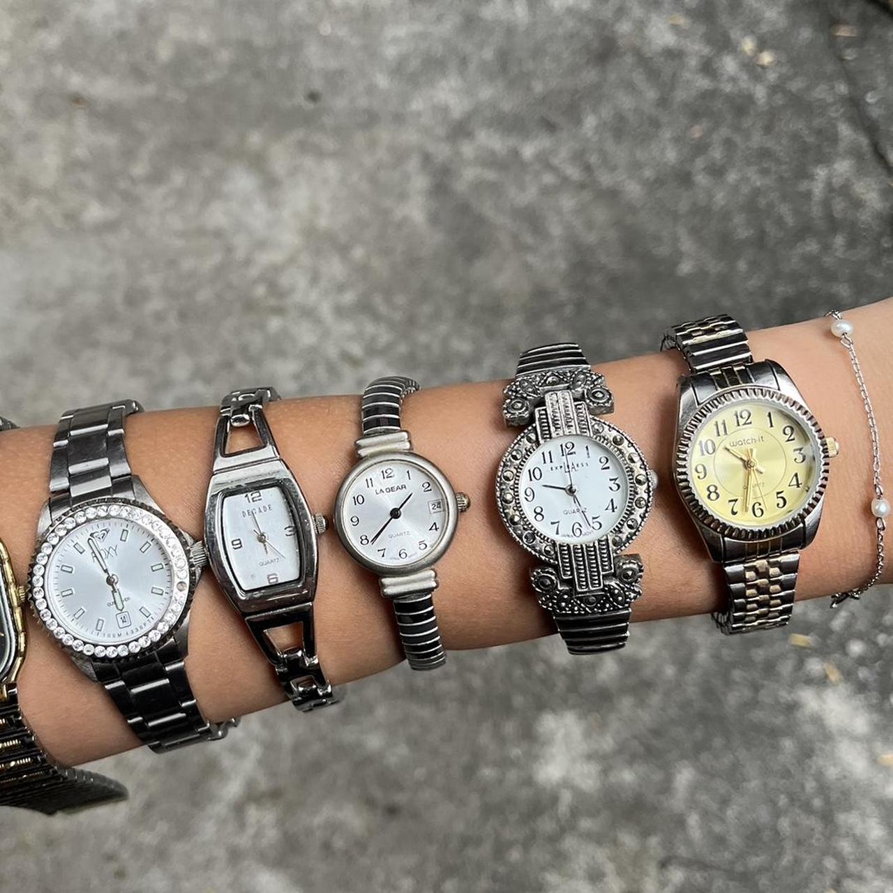 Vintage watch - silver with black dial Other... - Depop