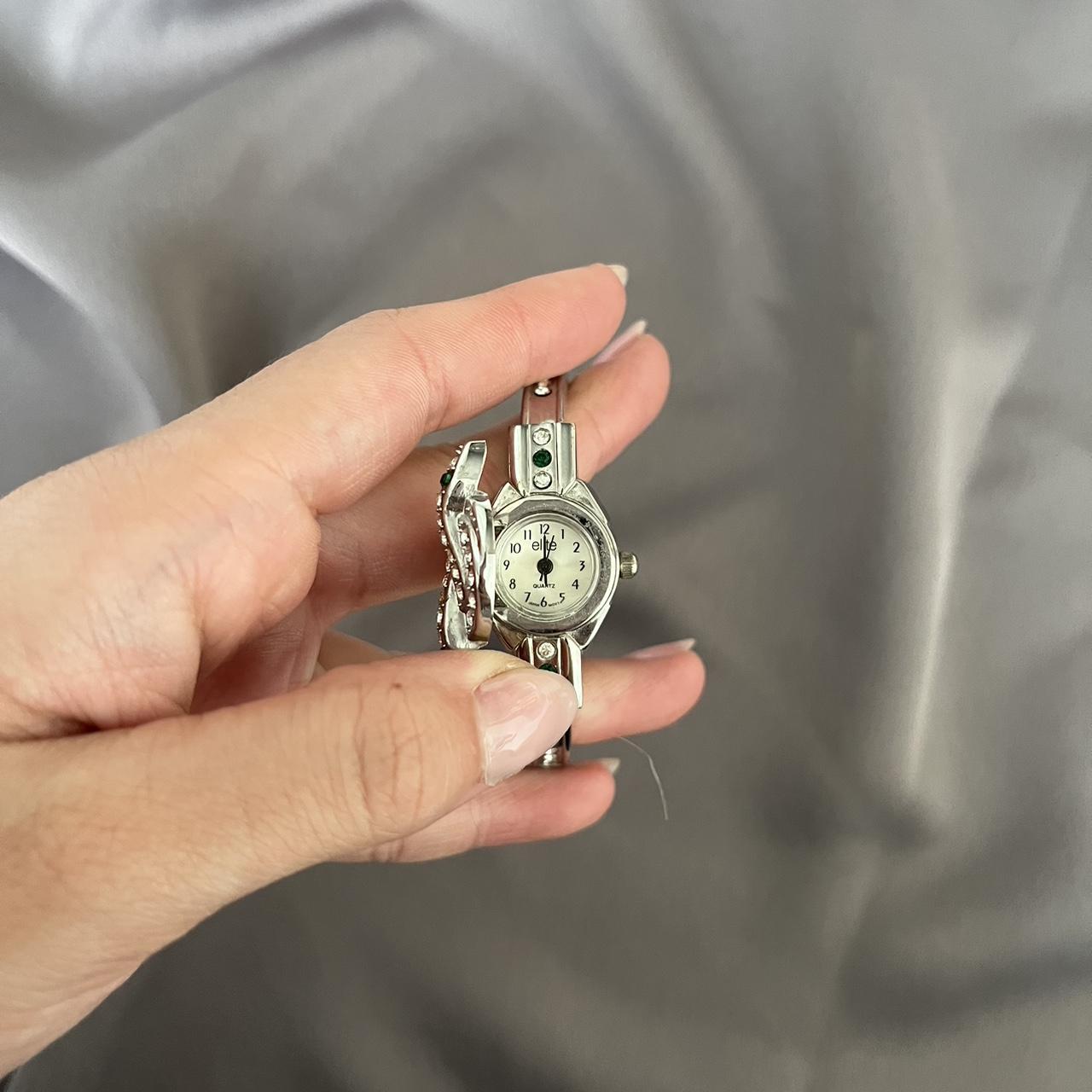 Vintage Peekaboo Watch - silver with white dial and... - Depop