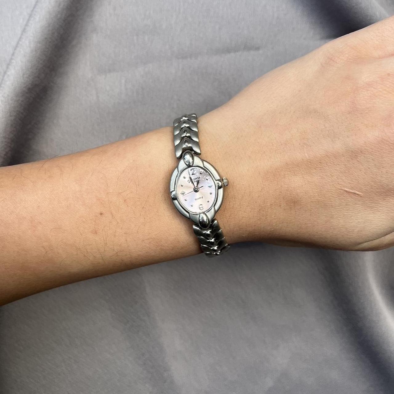 Vintage Watch - Silver with pink dial Brand -... - Depop