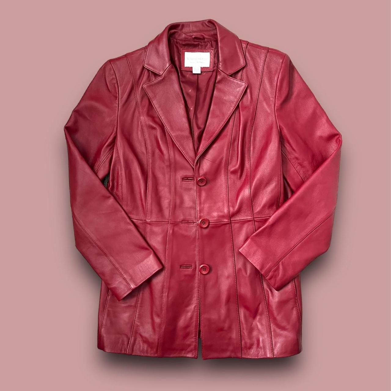 90’s Red Genuine Leather Jacket 🍒Gorgeous vintage... - Depop