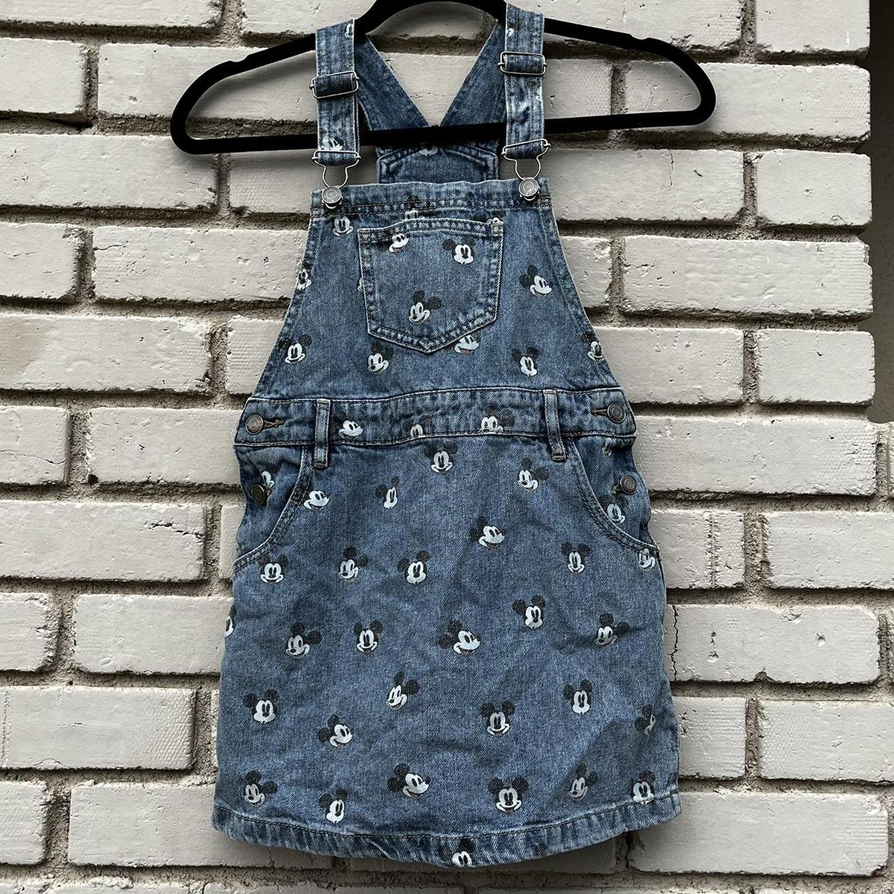 Disney Mickey Mouse Denim Skirt Overalls in Blue.... - Depop