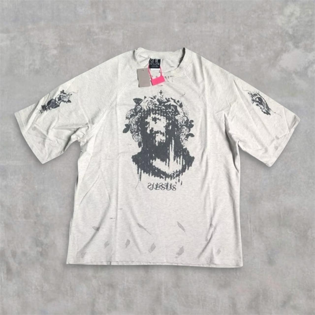 vintage style Jesus Christ thrashed raglan t-shirt... | Depop