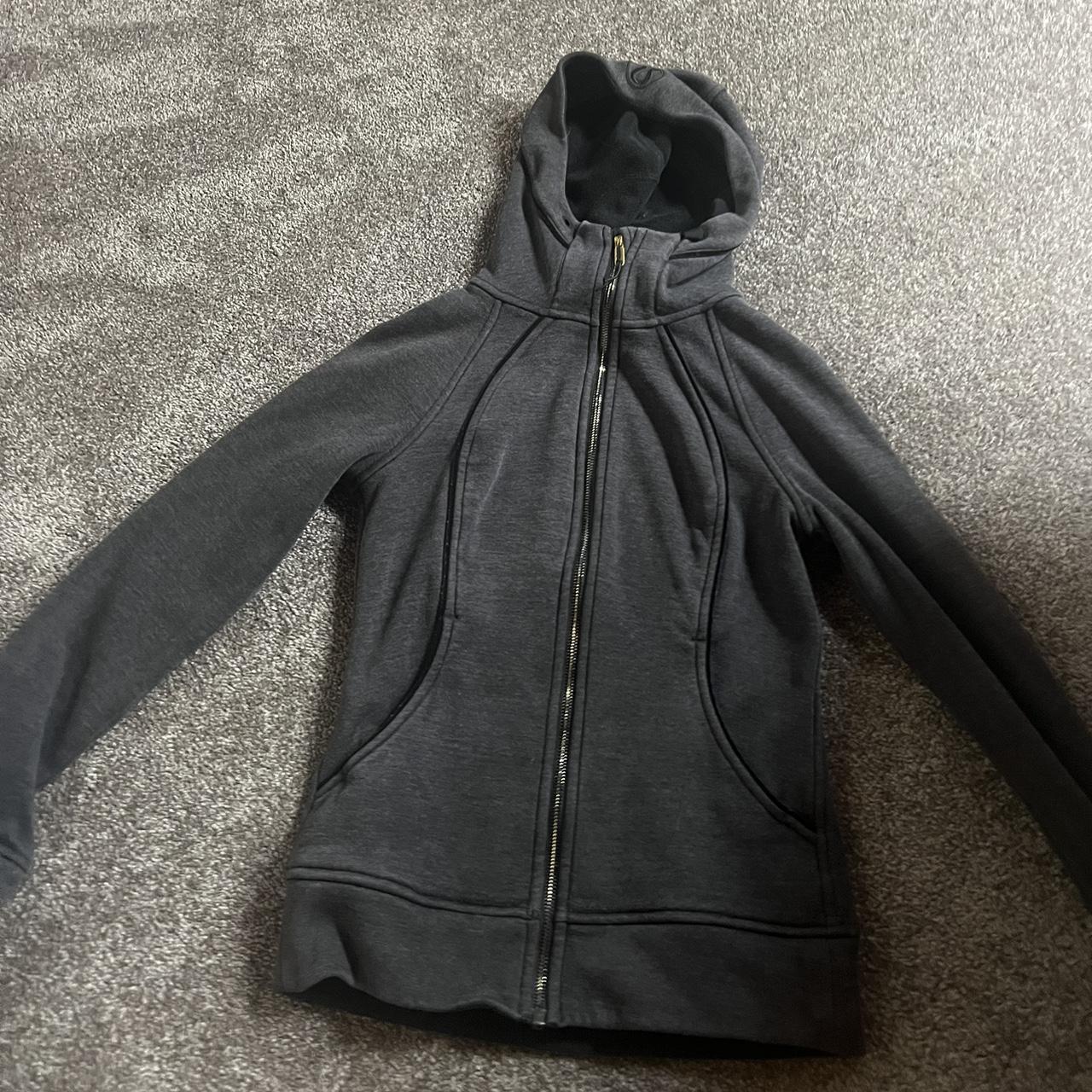 dark grey with gold zipper lulu lemon scuba zip up... - Depop
