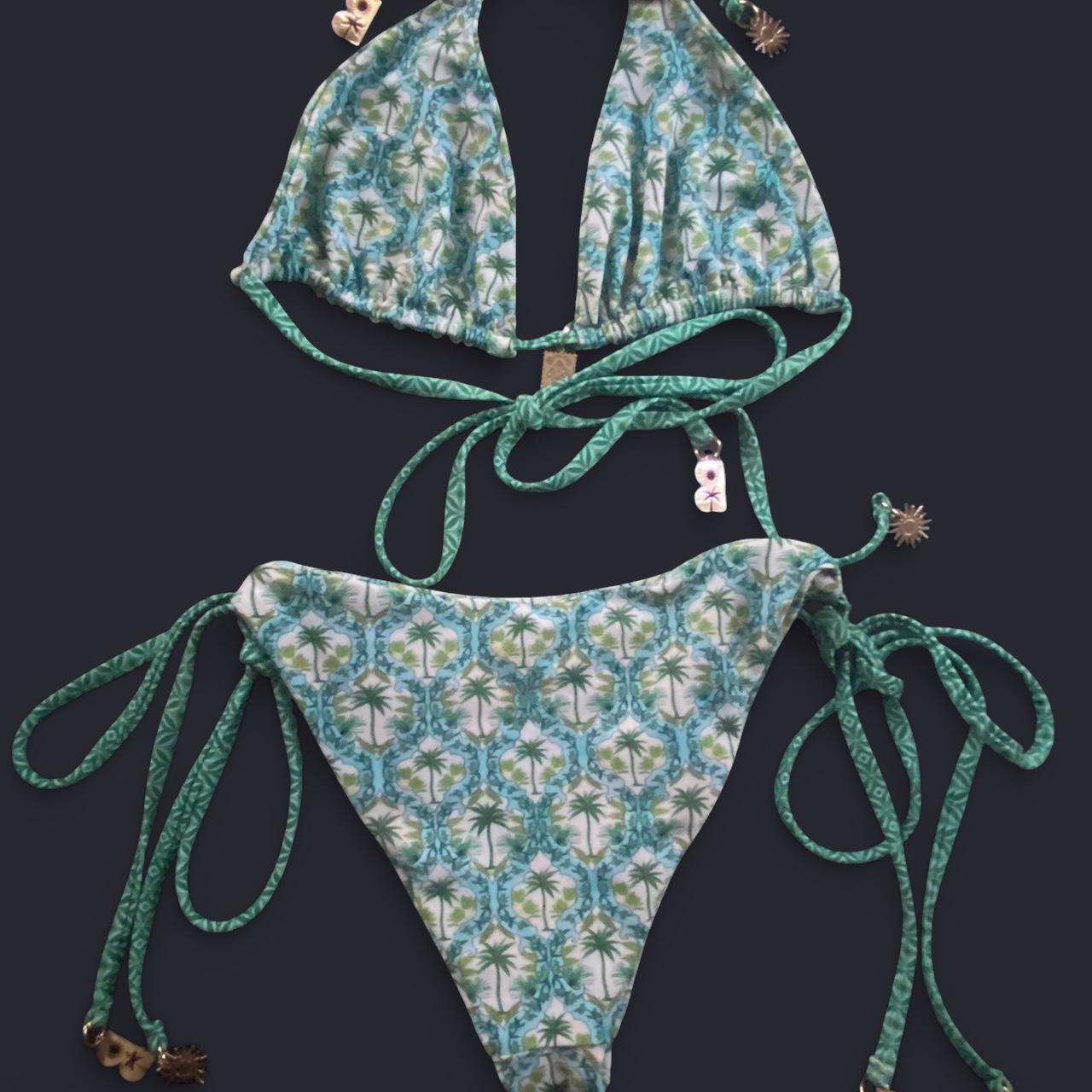 Blackbough Swim Maddy Triangle Tie Top in Palmera/... | Depop