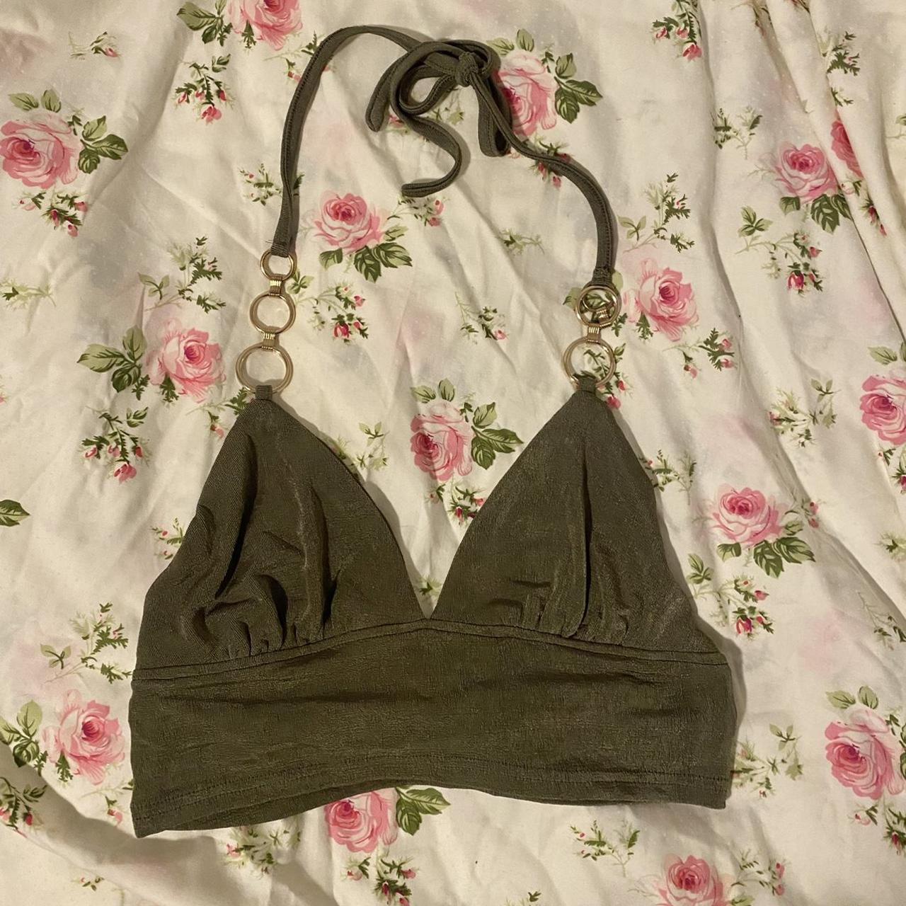 Green o-ring halter top🐈‍⬛🍂 *:･ﾟ *:･ﾟ depop... - Depop