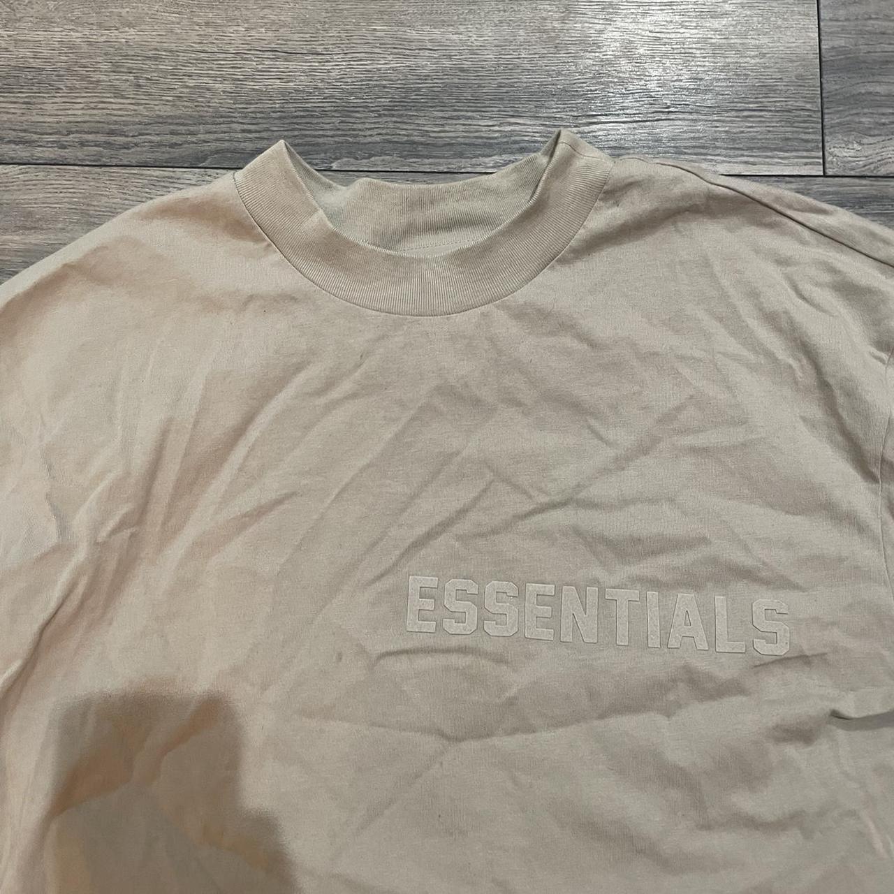 Essentials Men's Tan and Cream T-shirt | Depop
