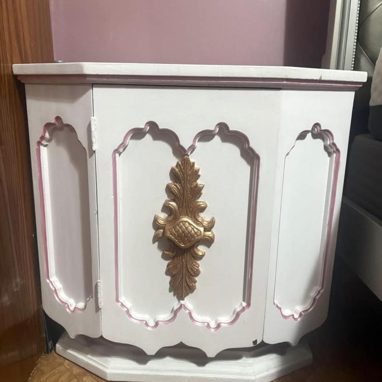 White and pink octagon corner cabinet #homedecor... | Depop