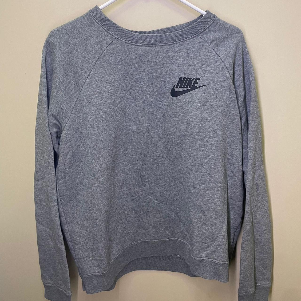 Grey Nike pullover crewneck sweatshirt Size:... | Depop