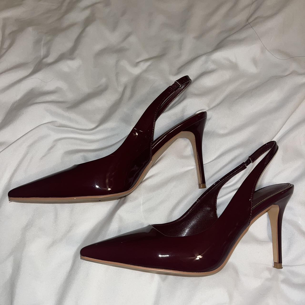 wine red sling back heels - Depop