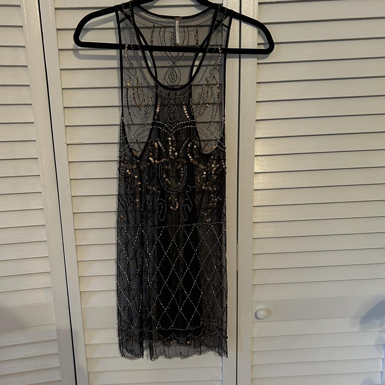 Free People mesh shift dress with beading #mesh #sheer - Depop