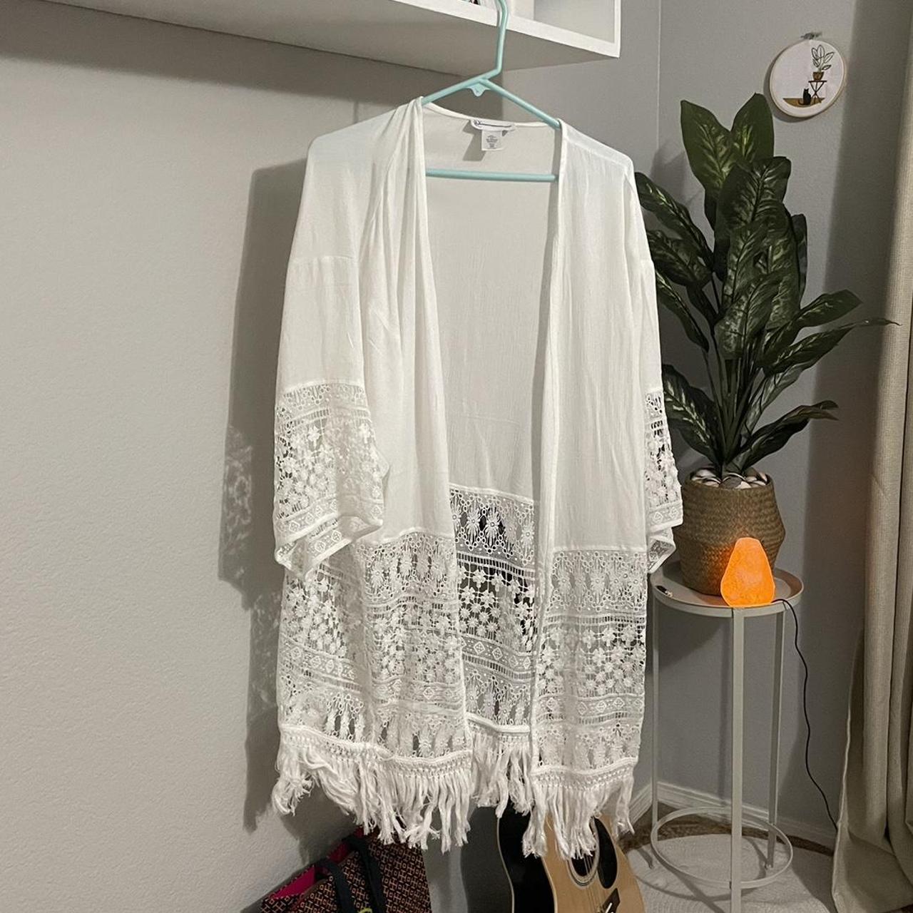 white kimono perfect as swimsuit cover up🌟 #summer... - Depop