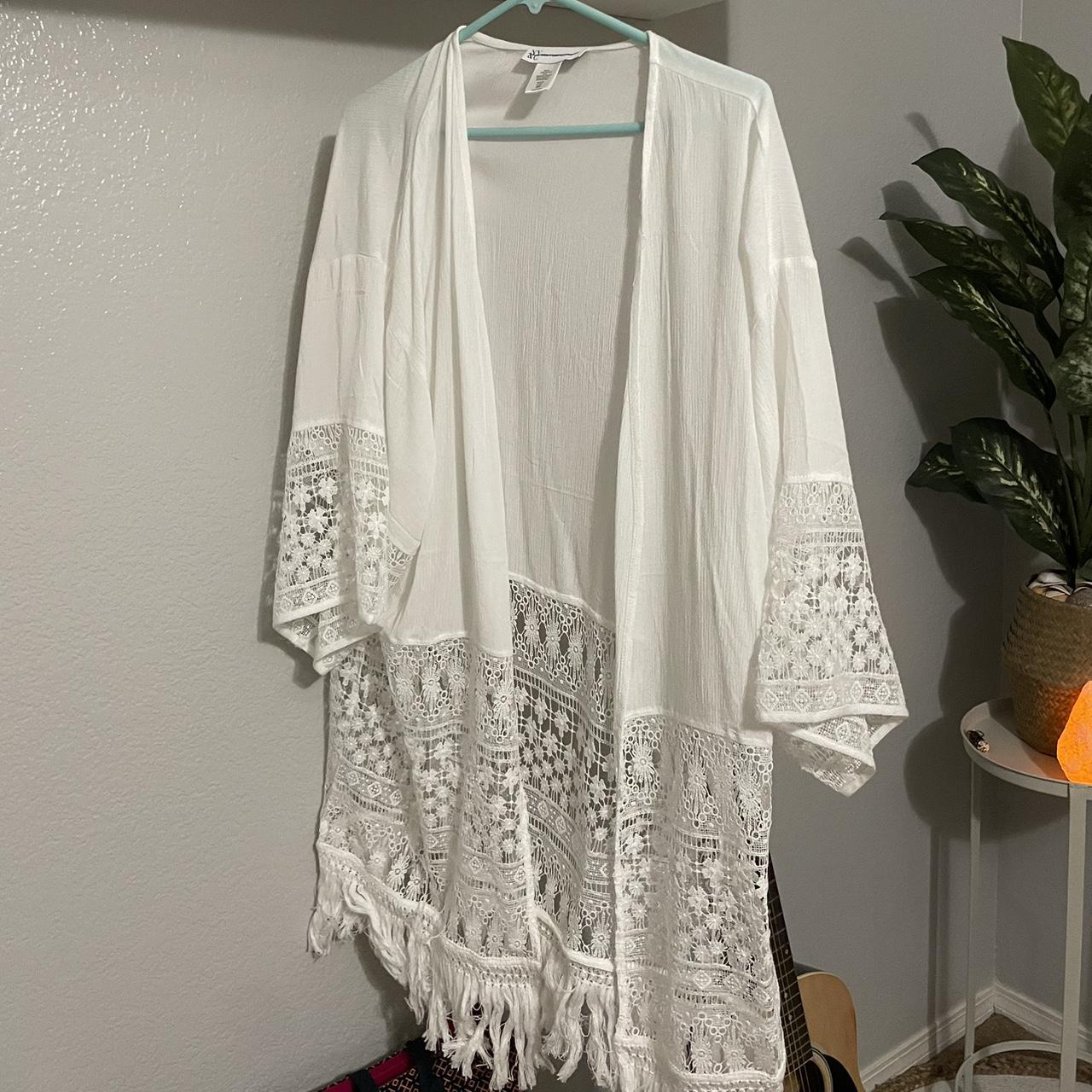 white kimono perfect as swimsuit cover up🌟 #summer... - Depop