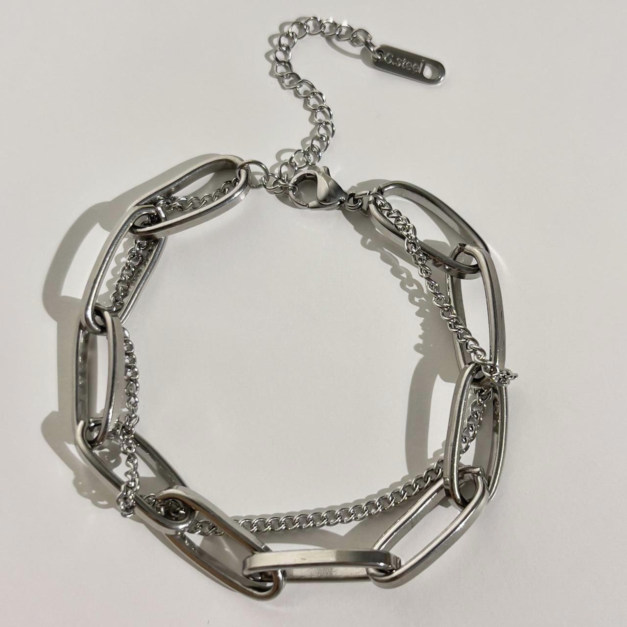 “Double layer paperclip bracelet” Tick, chunky... - Depop