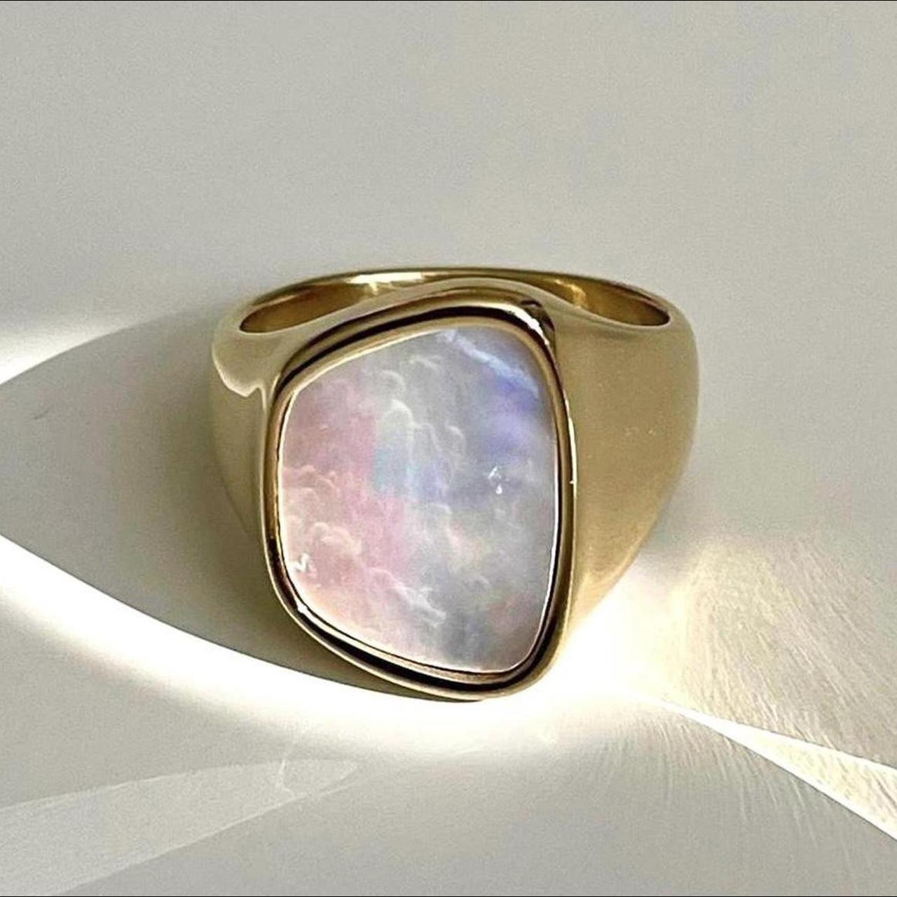 “Chunky asymmetrical pearl ring” 100% water... - Depop