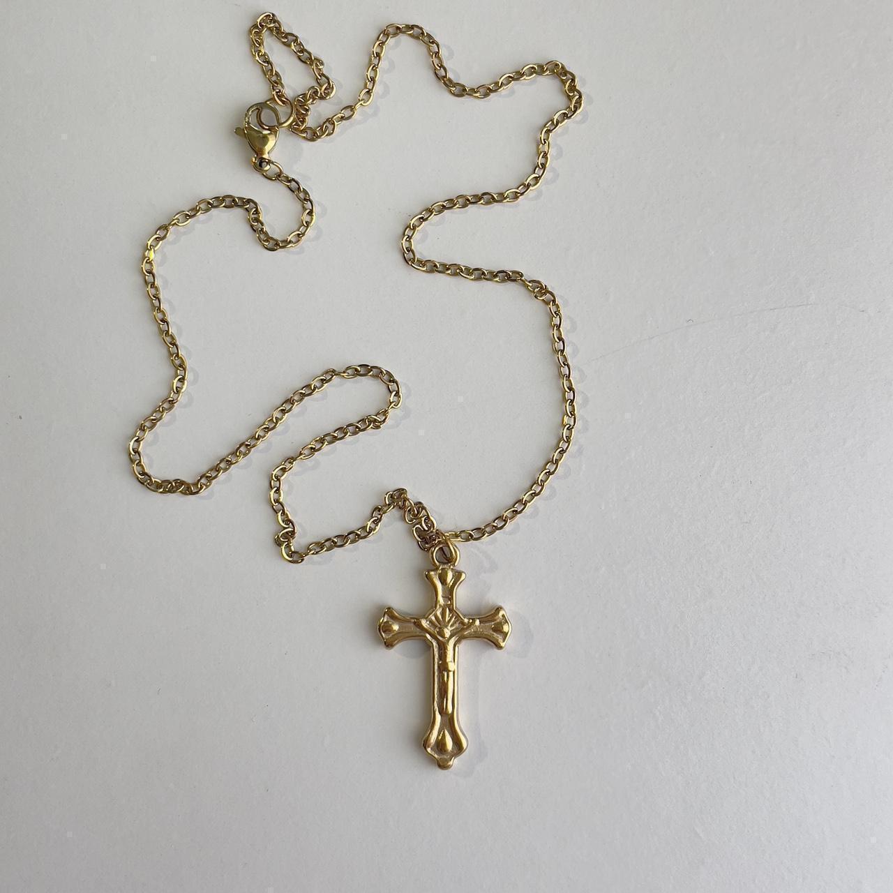 “Jesus Christ solid cross necklace” 100% water... - Depop