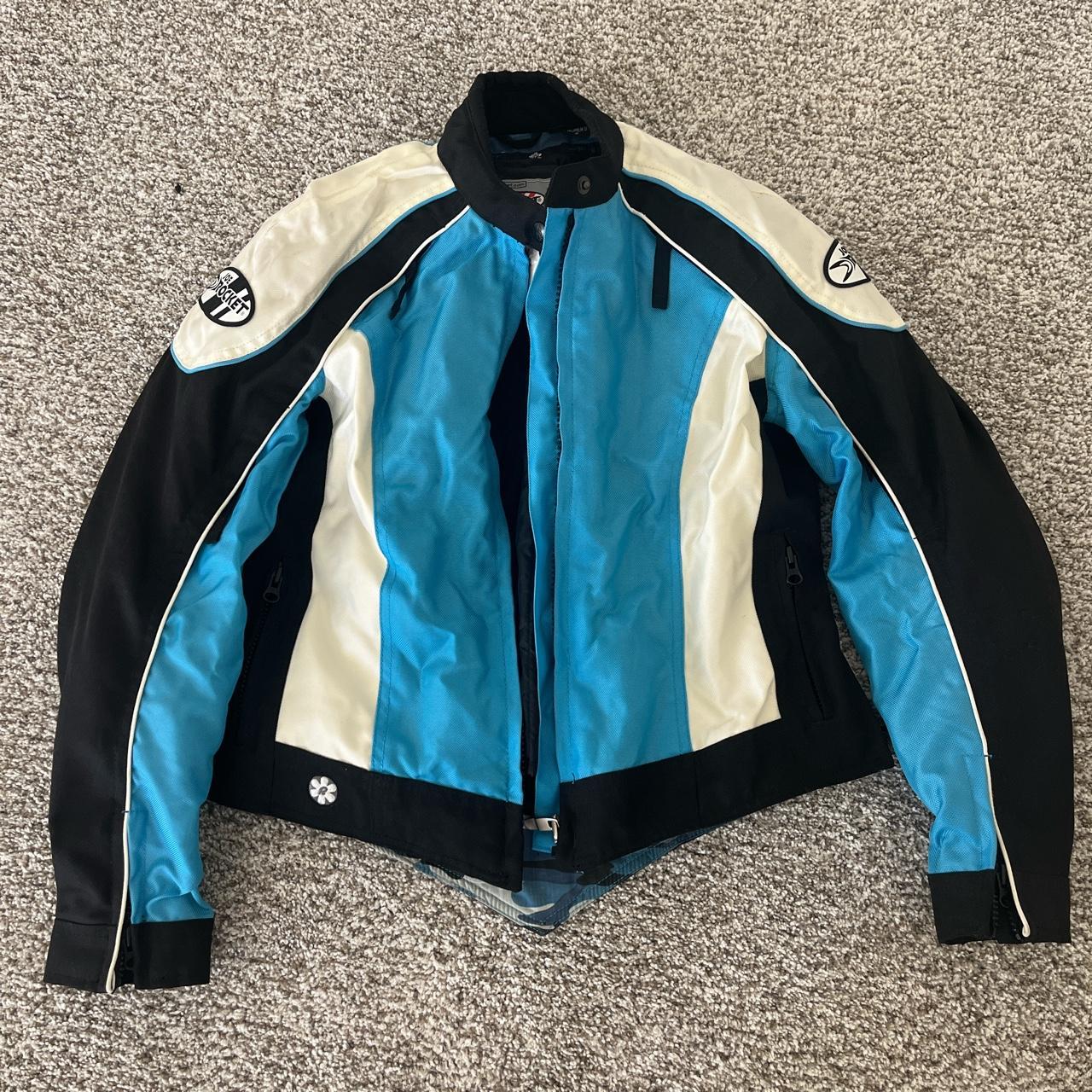 Joe Rocket Women's Blue and Black Jacket | Depop