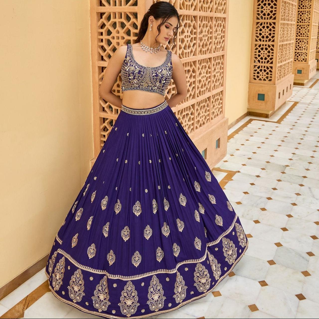 Elegant Chinon Silk Lehenga Choli Set – Heavy... | Depop