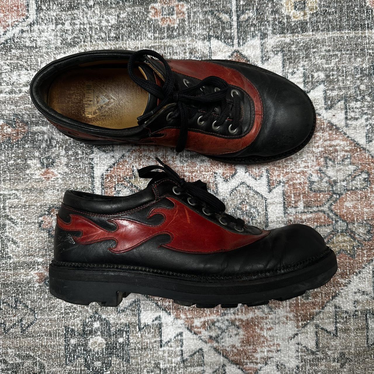 vintage John Fluevog red flame derbies super nice... | Depop