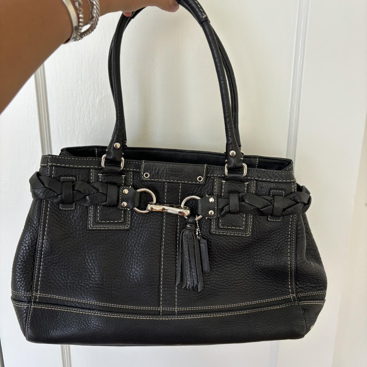 Vintage black Coach Hampton leather purse shoulder... - Depop