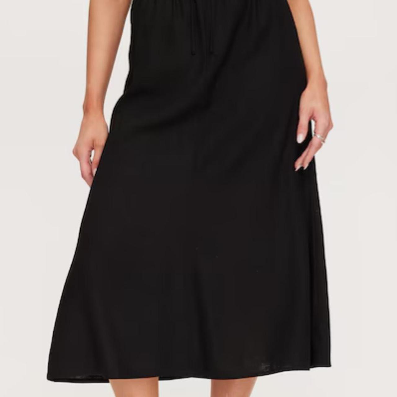 BLACK DOTTI MIDI LINEN SKIRT SIZE 6 (fits a... - Depop