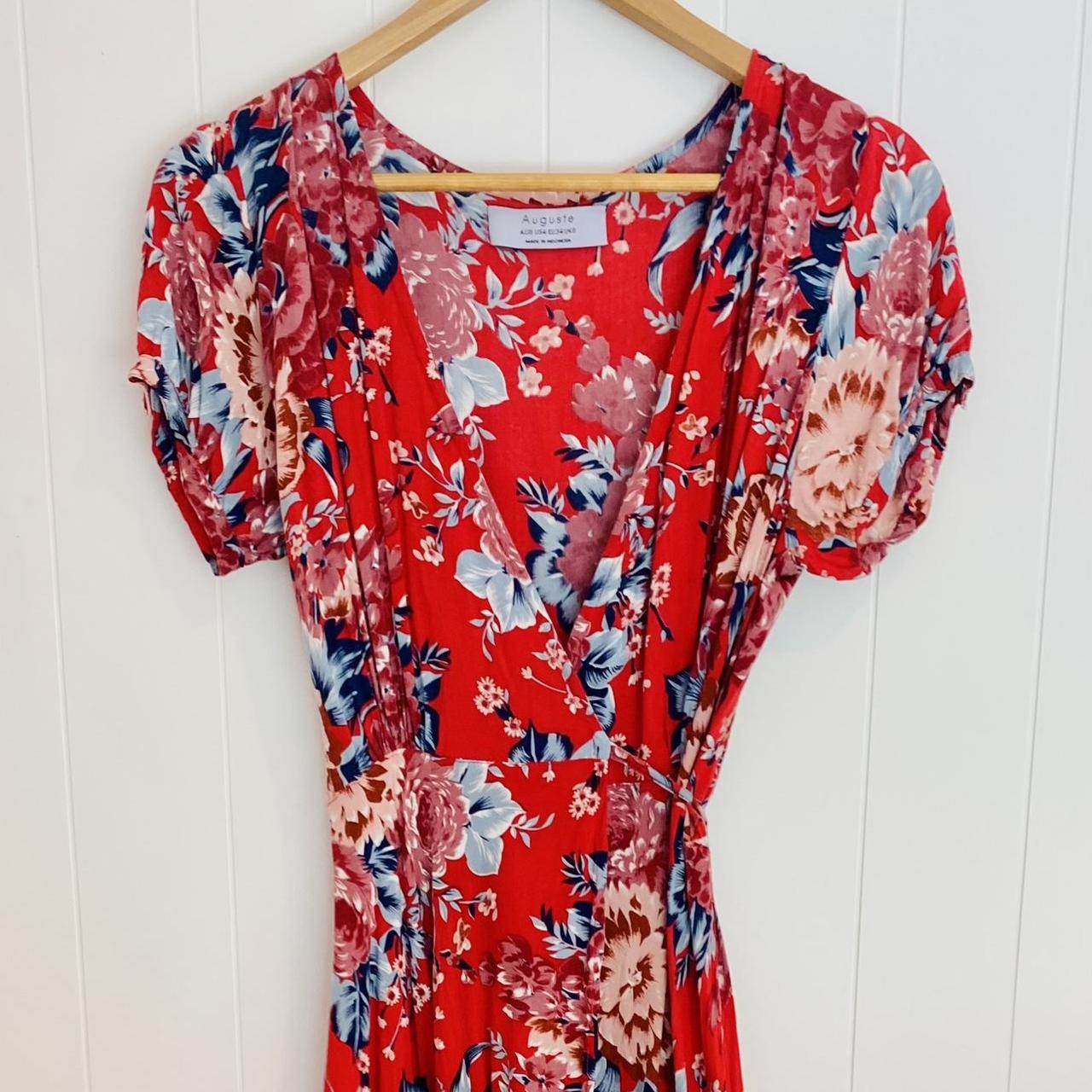 Auguste the Label red floral maxi wrap dress. Flowy... - Depop
