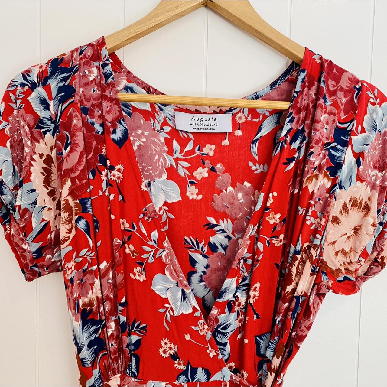 Auguste the Label red floral maxi wrap dress. Flowy... - Depop