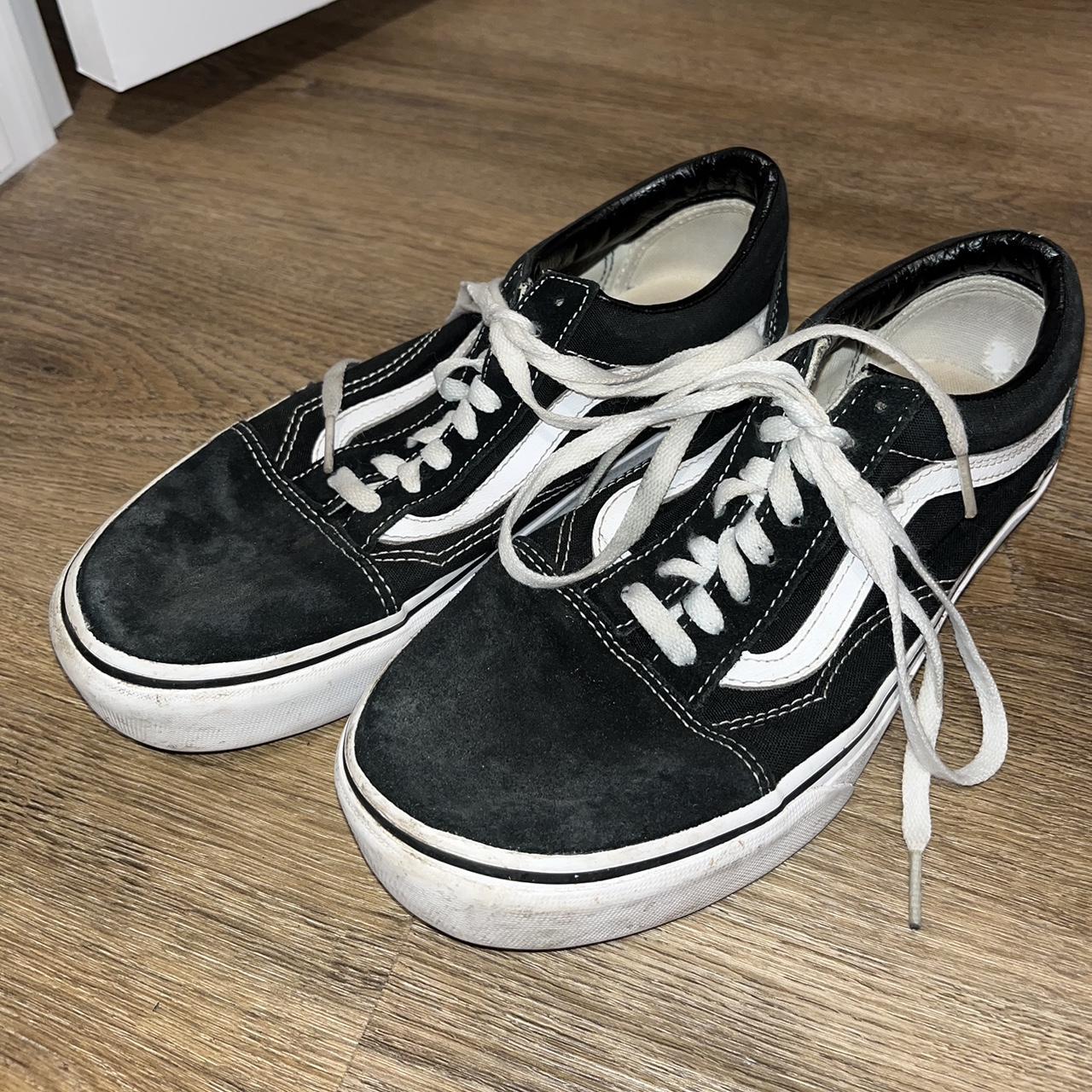 Vans old skools in black and white colorway.... - Depop