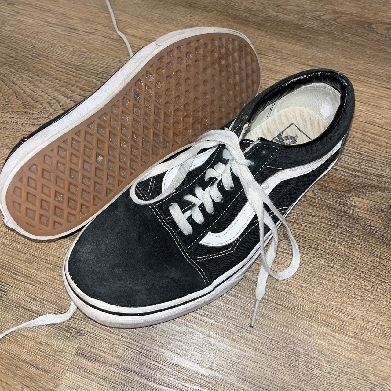 Vans old skools in black and white colorway.... - Depop