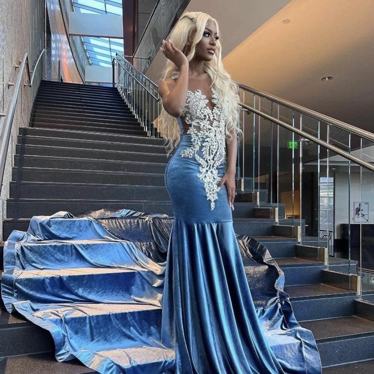 Beautiful blue prom dress for sale. This dress is... | Depop
