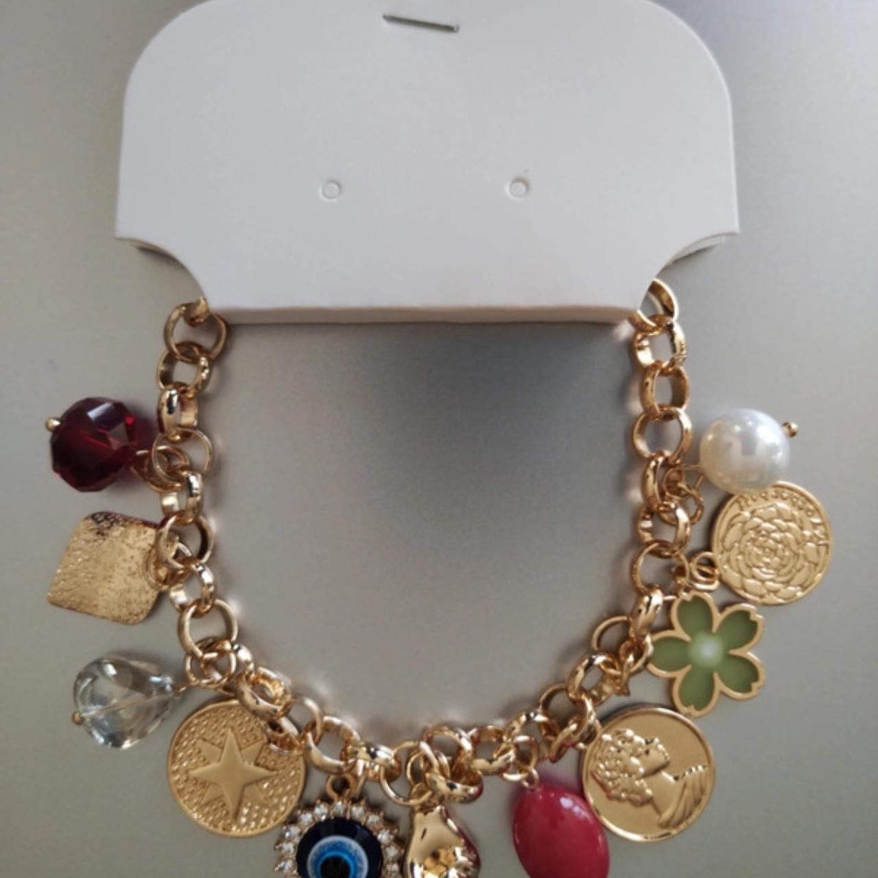 Charm Bracelet Style: Charm Colour: Gold Size: 7.5 inch - Depop