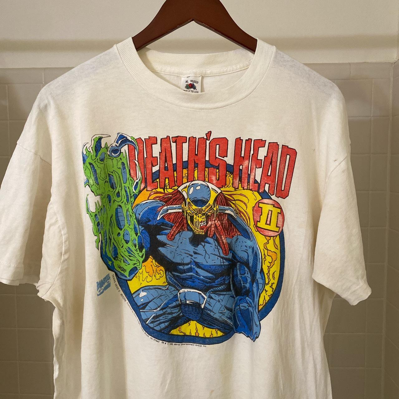 Vintage marvel deaths head shirt size xl heavily... - Depop
