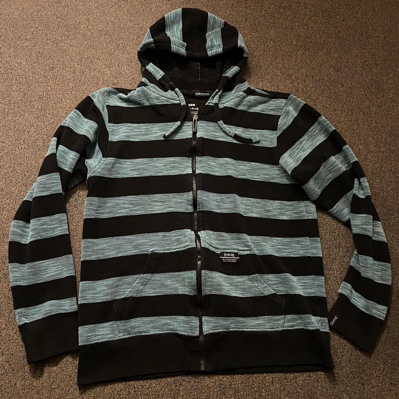 grunge scene emo y2k EMPYRE striped zip up jacket ... - Depop