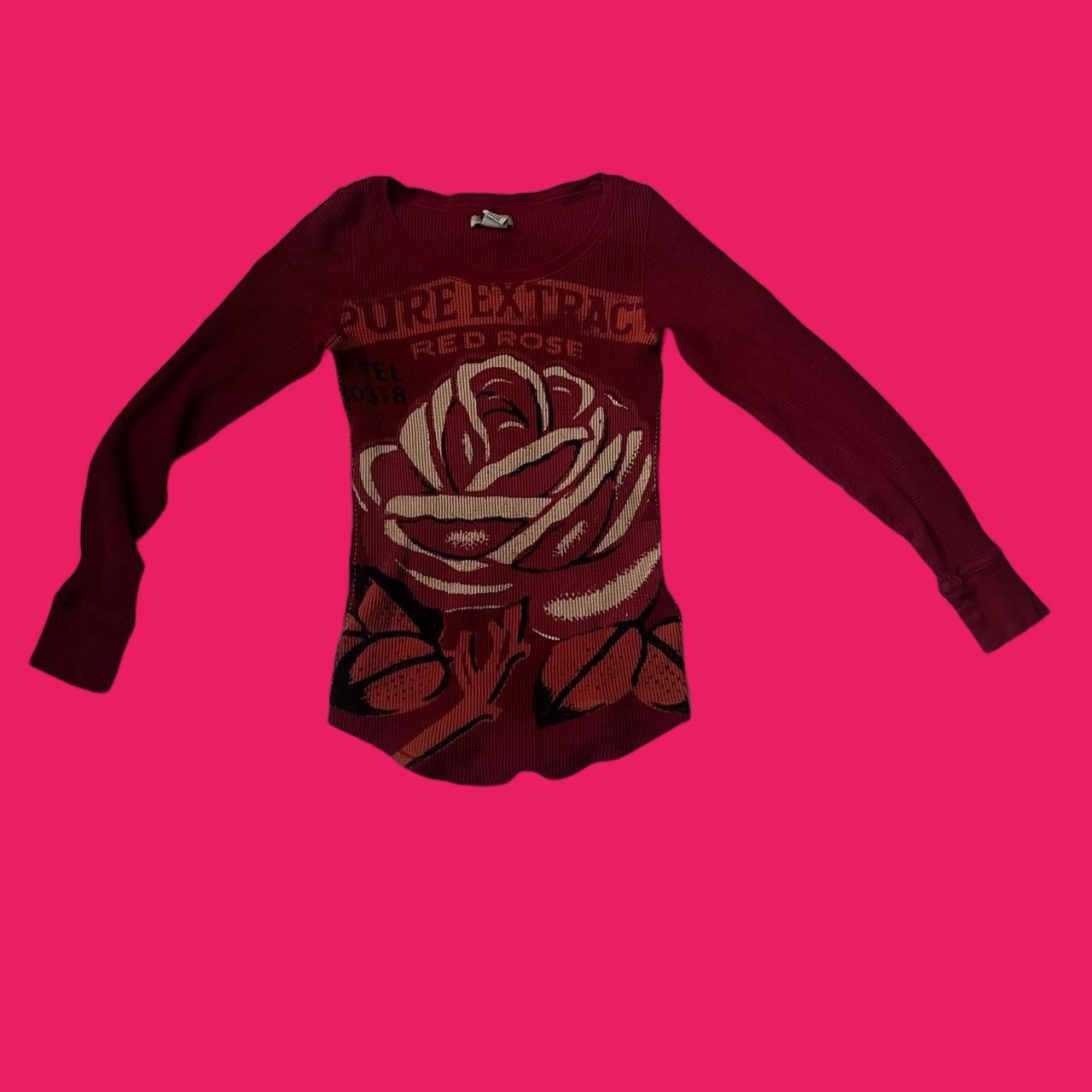 Y2K ROSE LONG SLEEVE Size xsmall measurements... - Depop