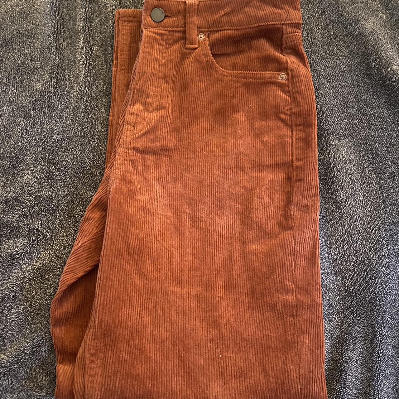 burnt orange corduroy straight leg jeans perfect for... - Depop