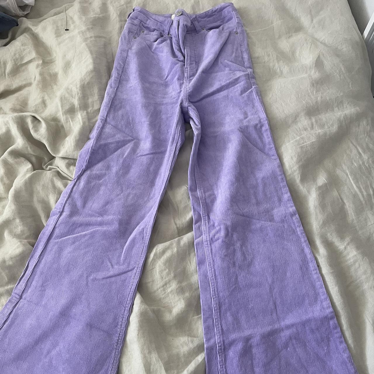 INSIGHT purple corduroy flare pants, high wasted.... - Depop