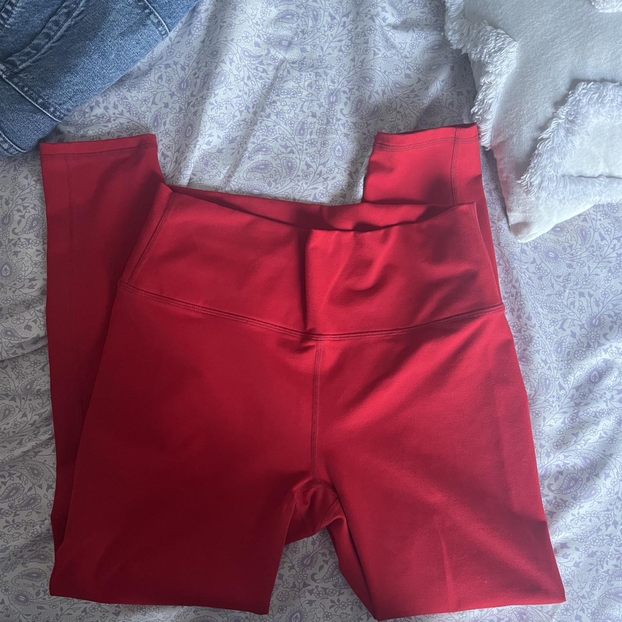red fabletics leggings no tags but size 8 most... - Depop