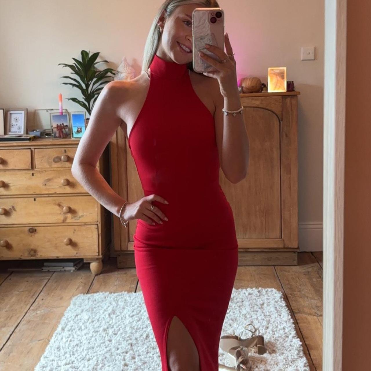 Gorgeous missguided red long dress with leg split,... - Depop