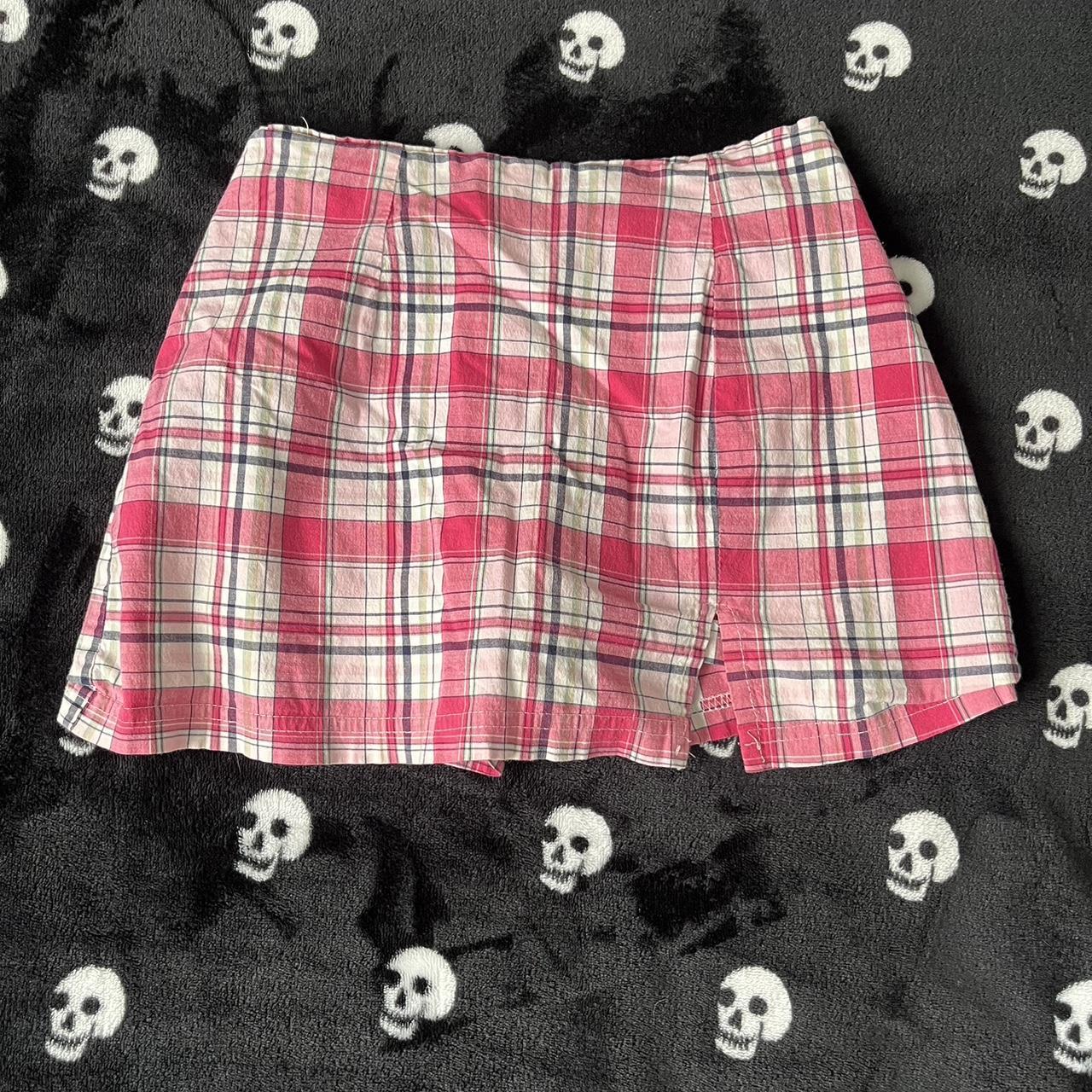 Cute Pink Plaid Mini Skirt Built In Shorts Depop